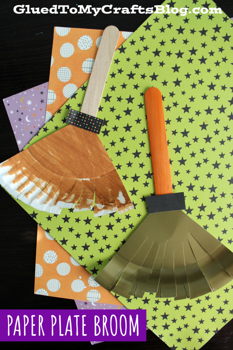 Paper Plate Broom Craft Idea For Halloween