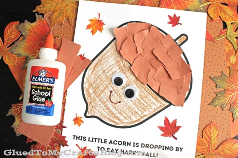 Torn Paper Acorn - Just Dropping By To Say Happy Fall!