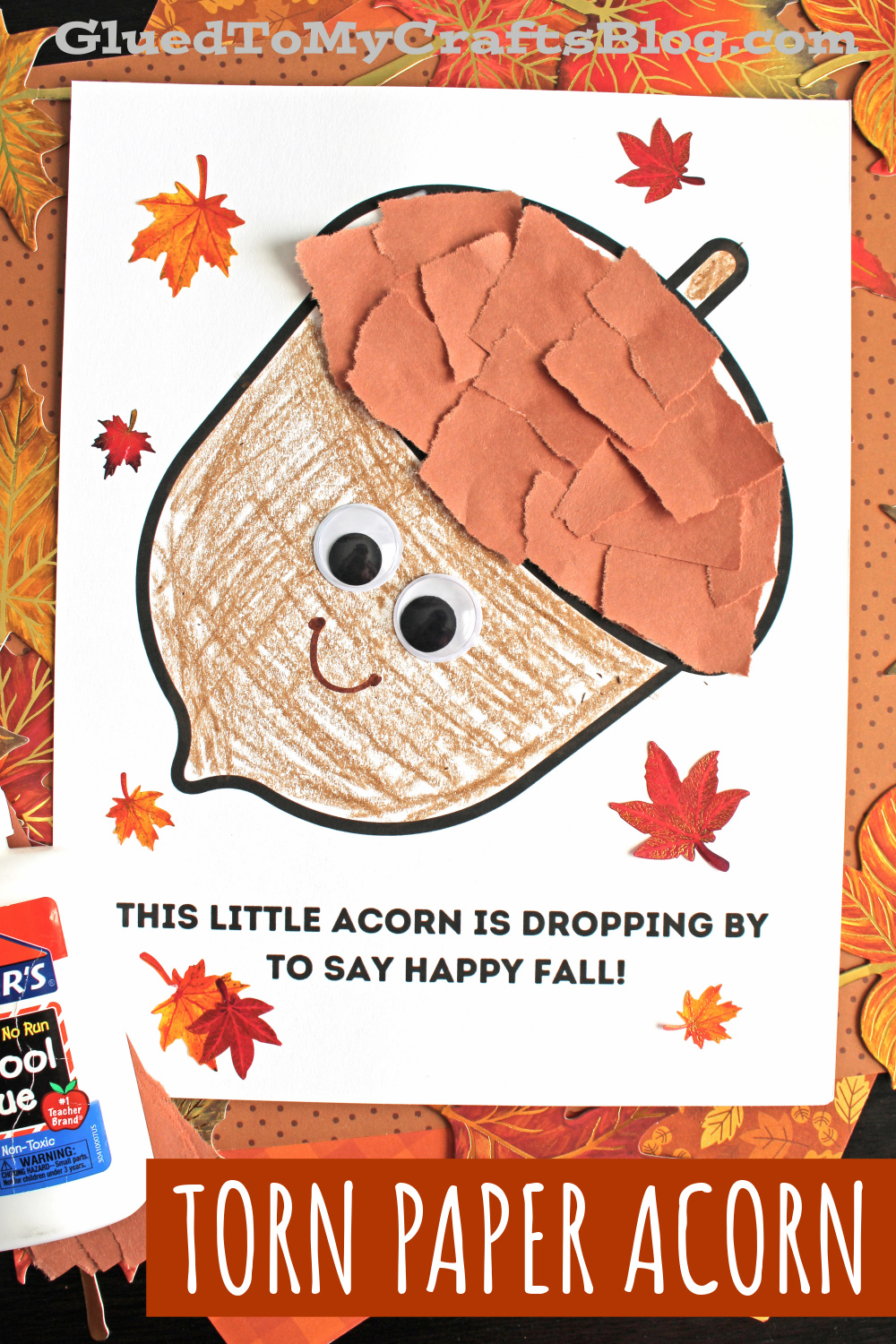 Torn Paper Acorn - Just Dropping By To Say Happy Fall! - Glued To My Crafts