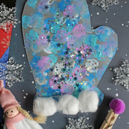 Pom Pom Stamped Mitten Craft