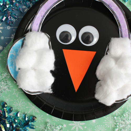Paper Plate Ear Muff Penguin Craft Idea