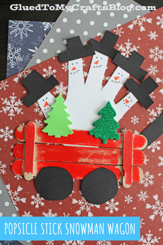 Popsicle Stick Snowman Wagon Craft Idea