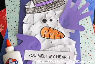 Torn Paper Melted Snowman Craft