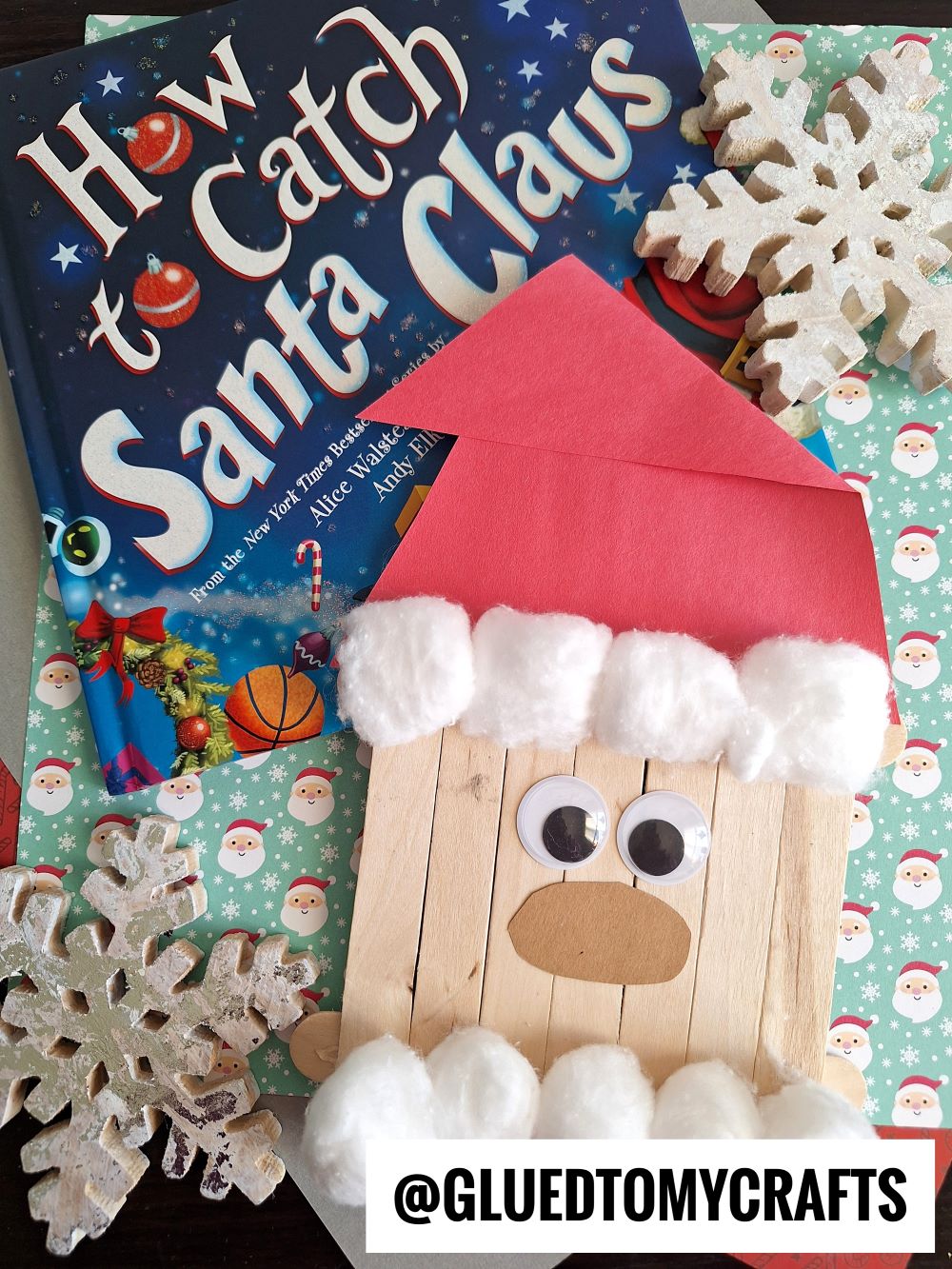 Cotton Ball & Popsicle Stick Santa Craft Idea