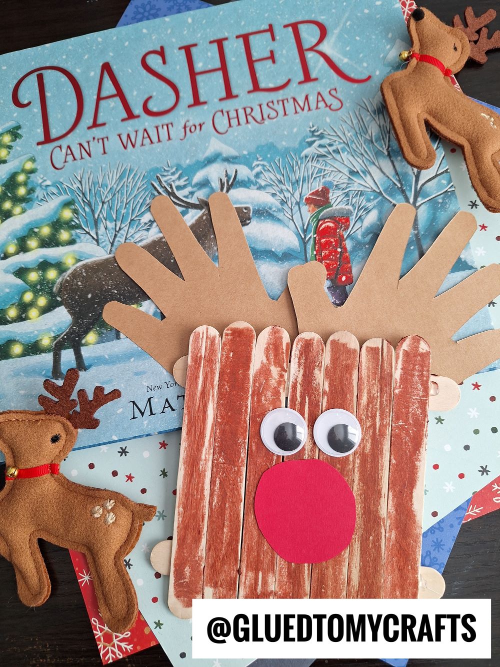 Handprint & Popsicle Stick Reindeer Craft Idea