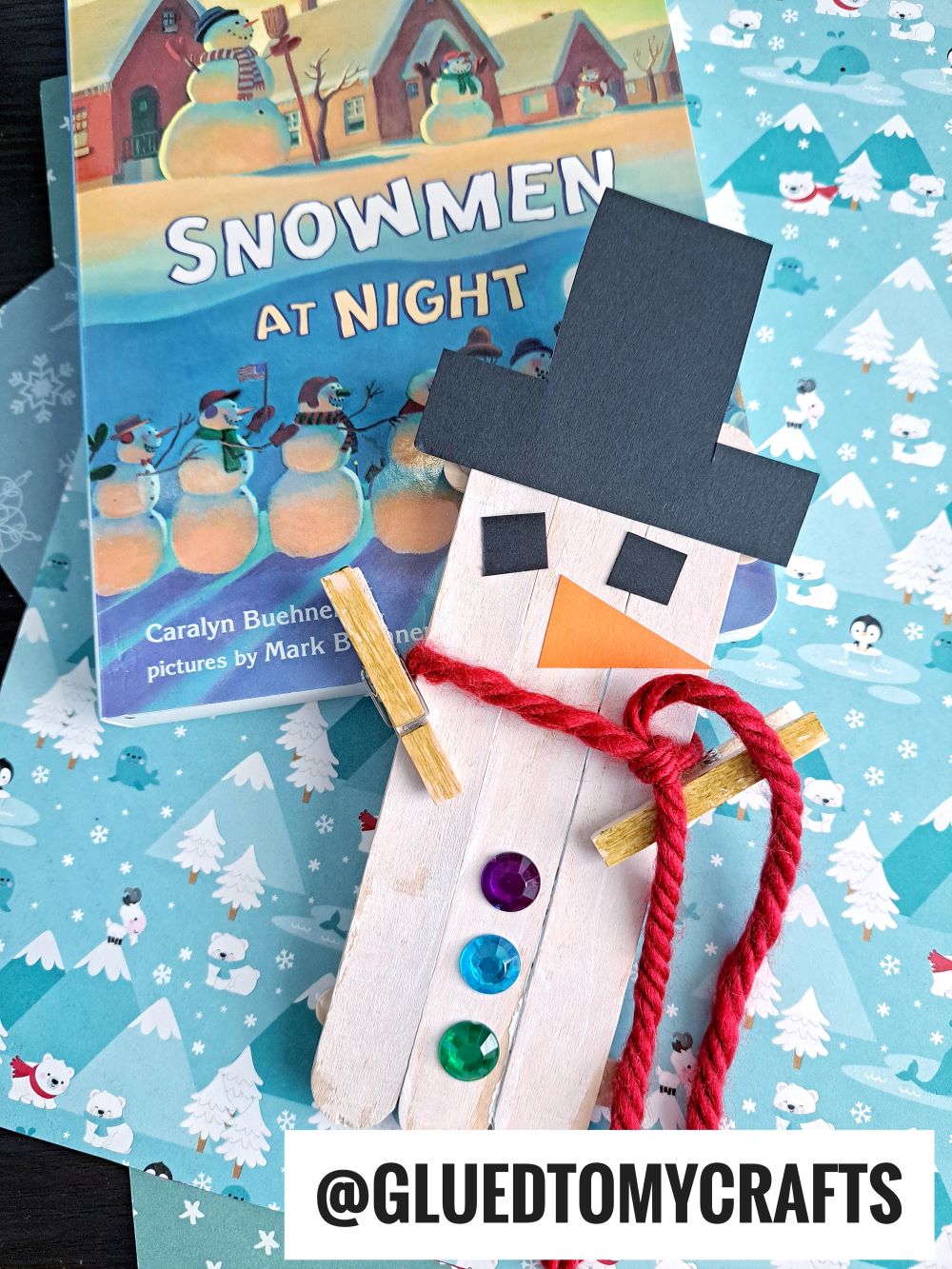 Popsicle Stick Snowman Puppet Craft Idea