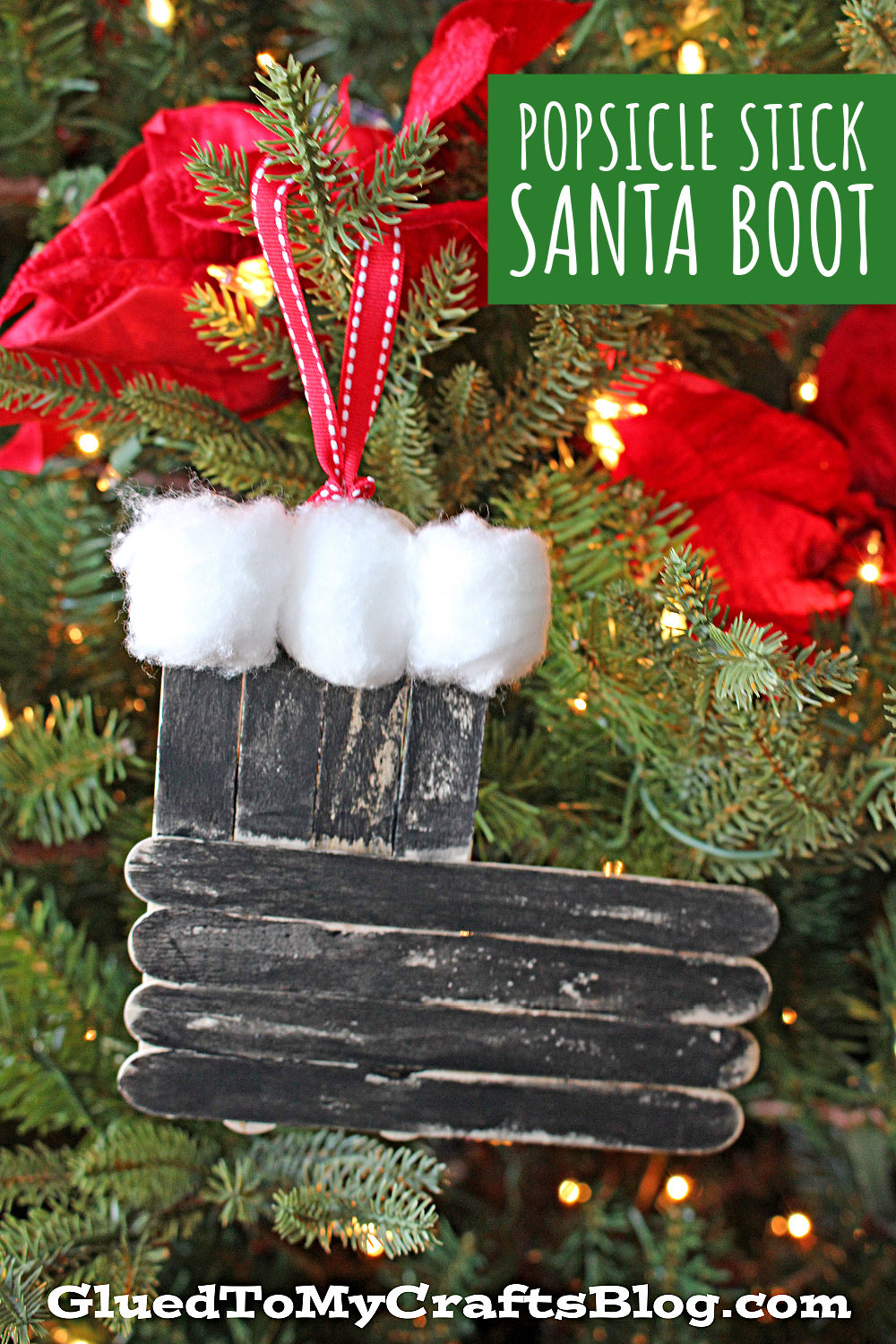 Popsicle Stick Santa Boot Ornament - Glued To My Crafts