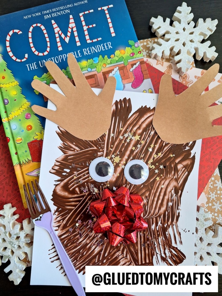 Fork Painted Reindeer Christmas Craft Idea