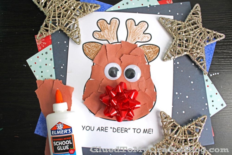 Torn Paper Reindeer Craft Idea For Kids