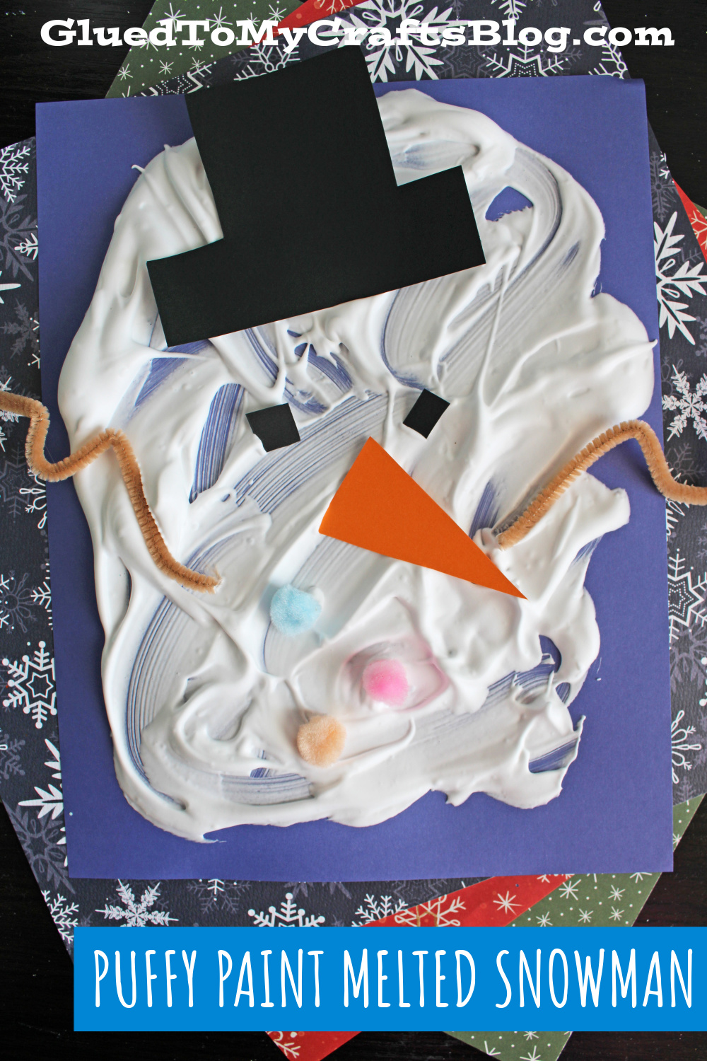 Puffy Painted Melted Snowman Craft Idea - Glued To My Crafts