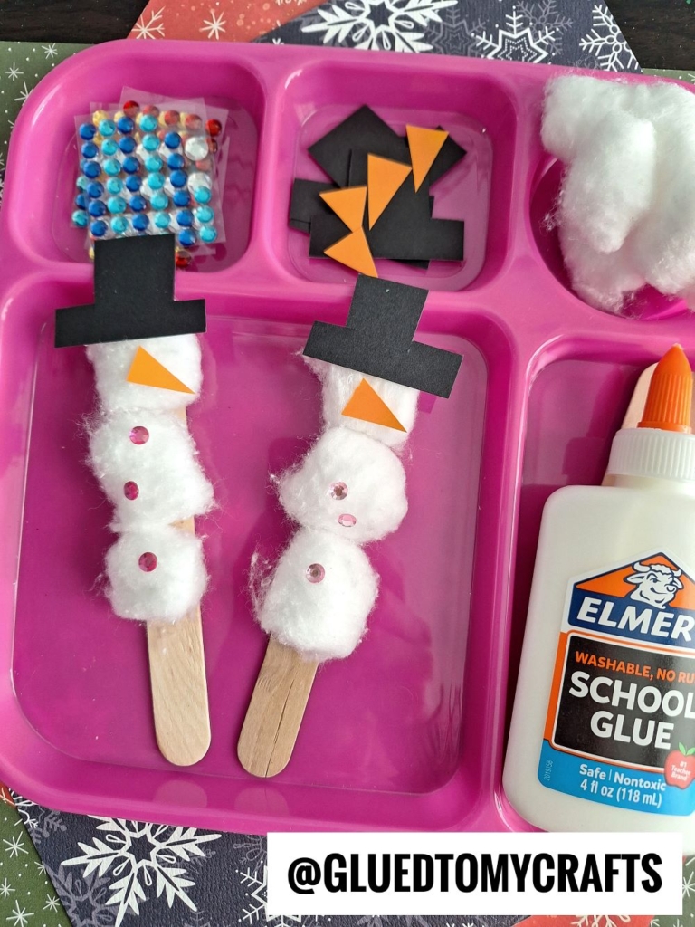 Popsicle Stick & Cotton Ball Snowman Craft