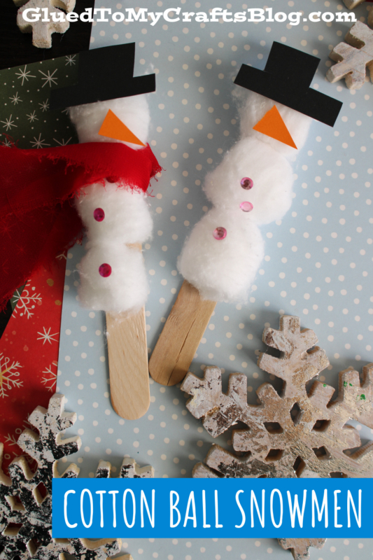 Popsicle Stick & Cotton Ball Snowman Craft