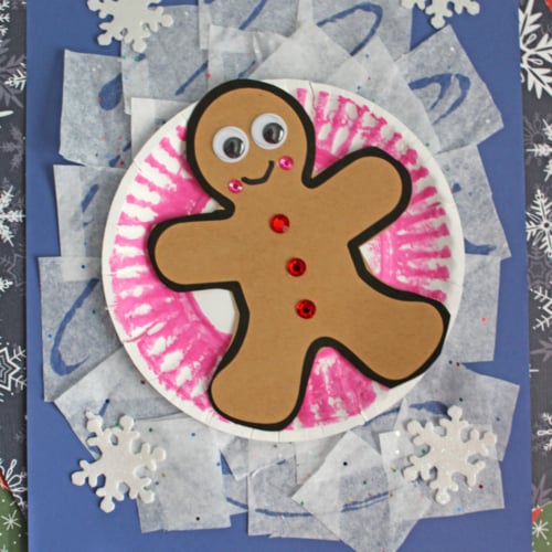 Paper Plate Snow Tubing Gingerbread Man Craft