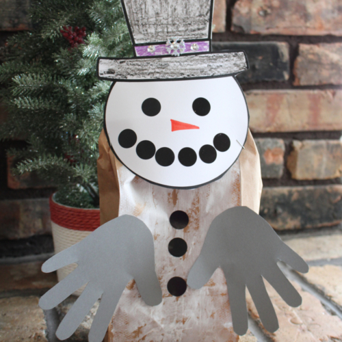 Stuffed Paper Bag Snowman Craft Idea