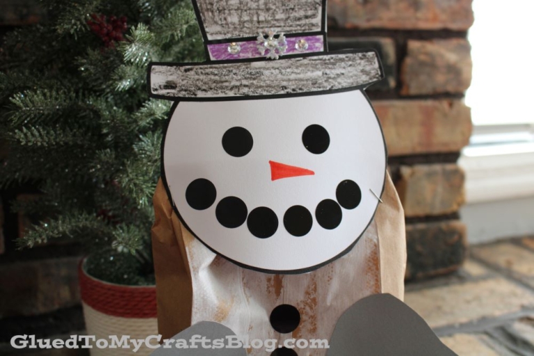 Stuffed Paper Bag Snowman Craft Idea