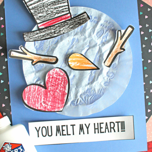 Coffee Filter Melted Snowman - You Melt My Heart Craft - Glued To My Crafts