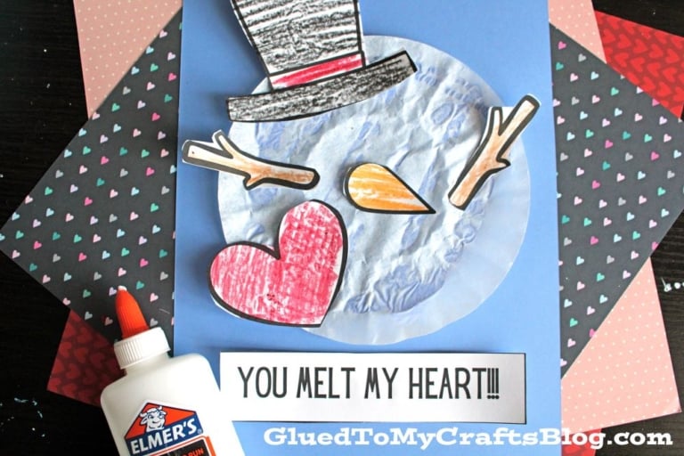 Coffee Filter Melted Snowman - You Melt My Heart Craft - Glued To My Crafts