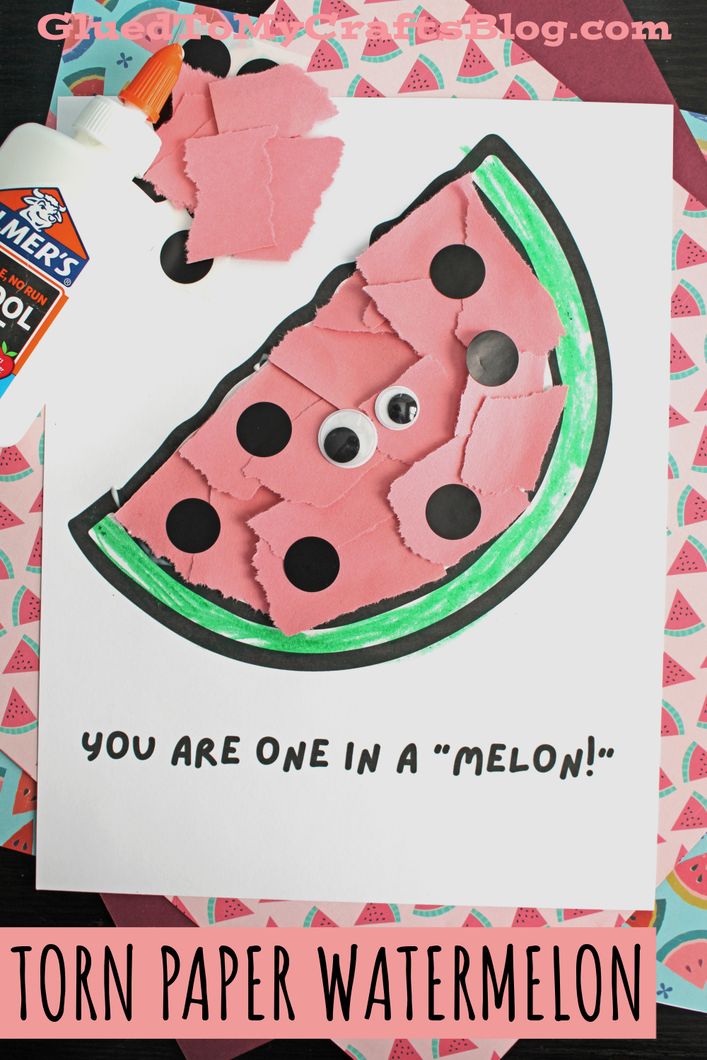 Fun Torn Paper Watermelon Craft for Kids - Glued To My Crafts