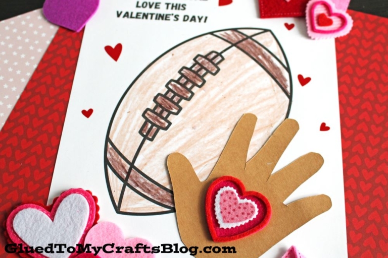 Valentine's Handprint Football Craft Idea for Kids