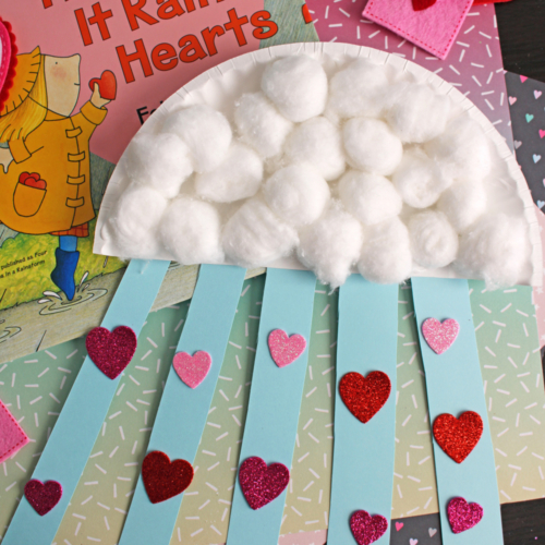 Paper Plate & Cotton Ball "Day It Rained Hearts" Craft Idea