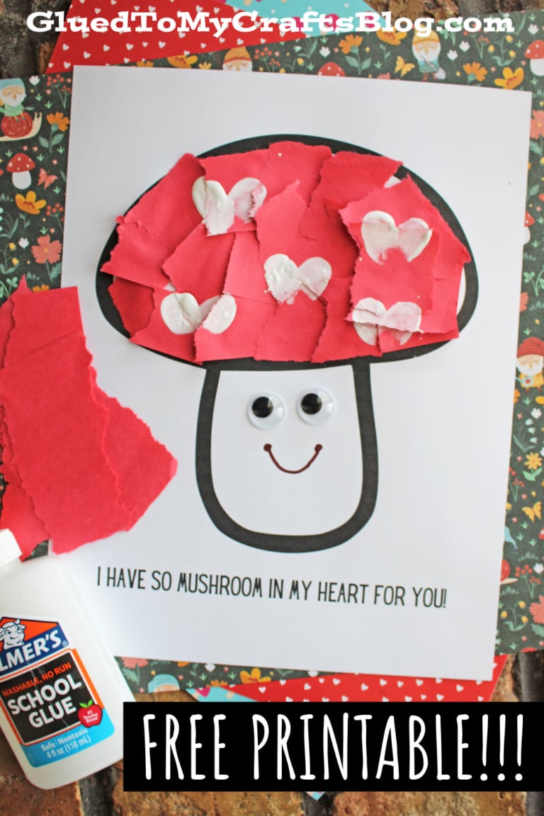 Torn Paper Mushroom Card Craft Idea
