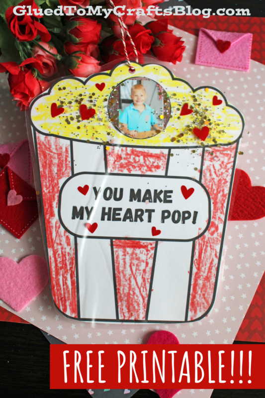 Valentine's Day Popcorn Box Photo Ornament Craft Idea For Kids