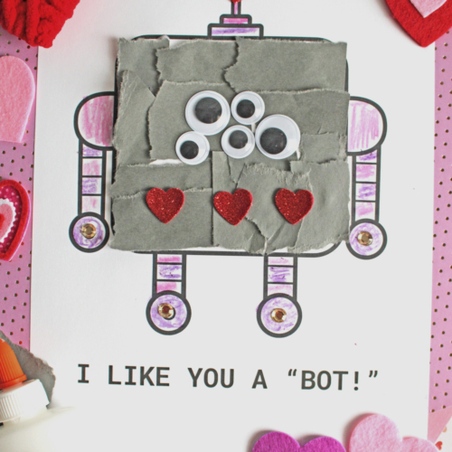 Torn Paper Valentine's Day Robot Craft Idea