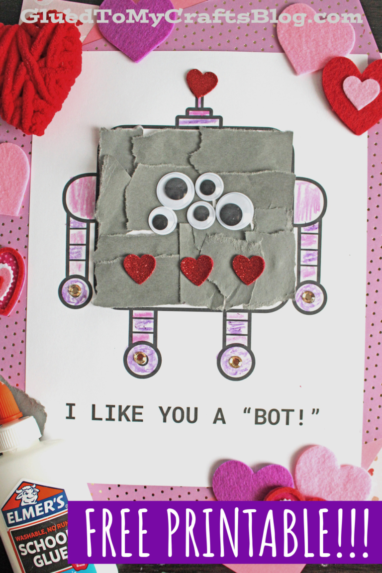 Torn Paper Valentine's Day Robot Craft Idea