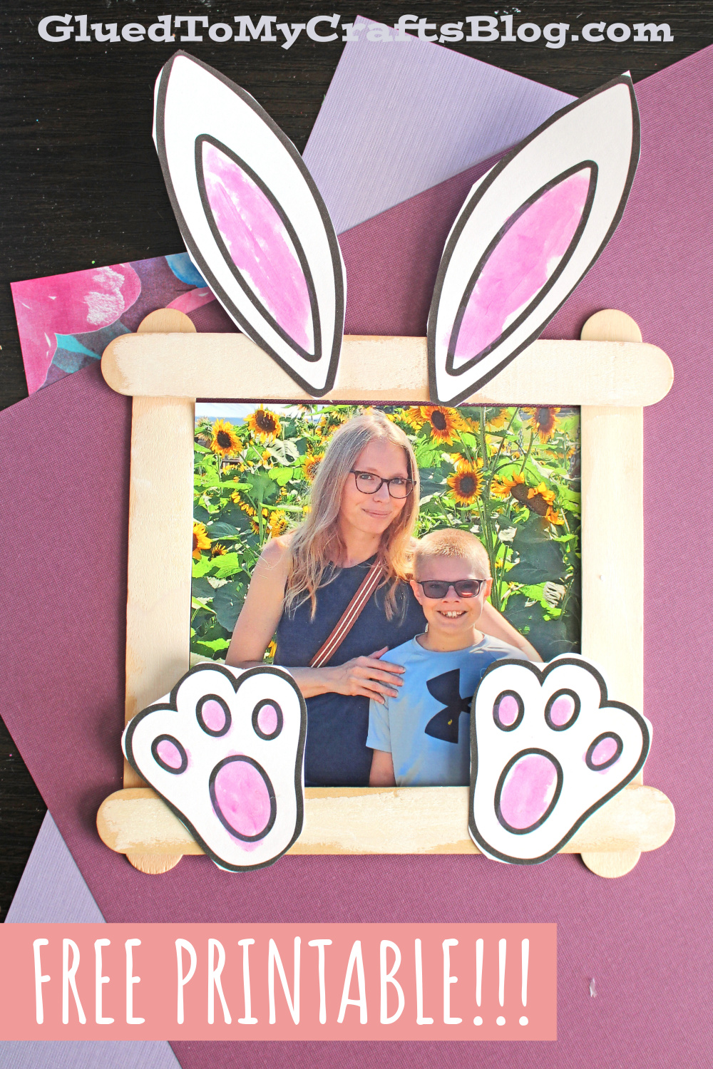 Popsicle Stick Easter Bunny Picture Frame Craft - Glued To My Crafts