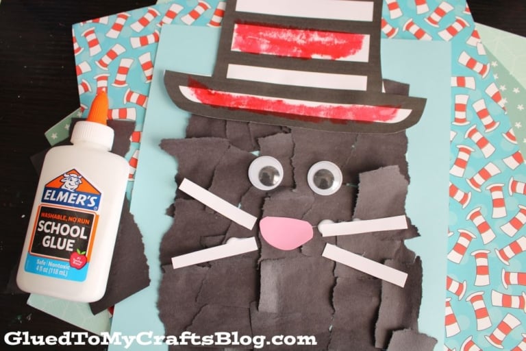 Craft a Torn Paper Cat in The Hat Fun for Read Across America