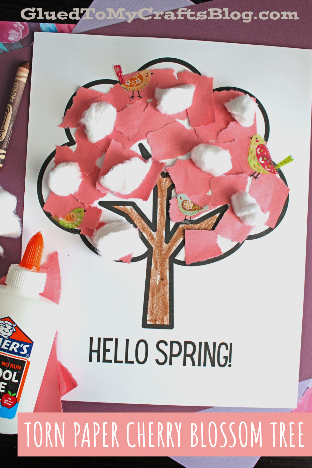 Create a Stunning Torn Paper Cherry Blossom Tree Craft