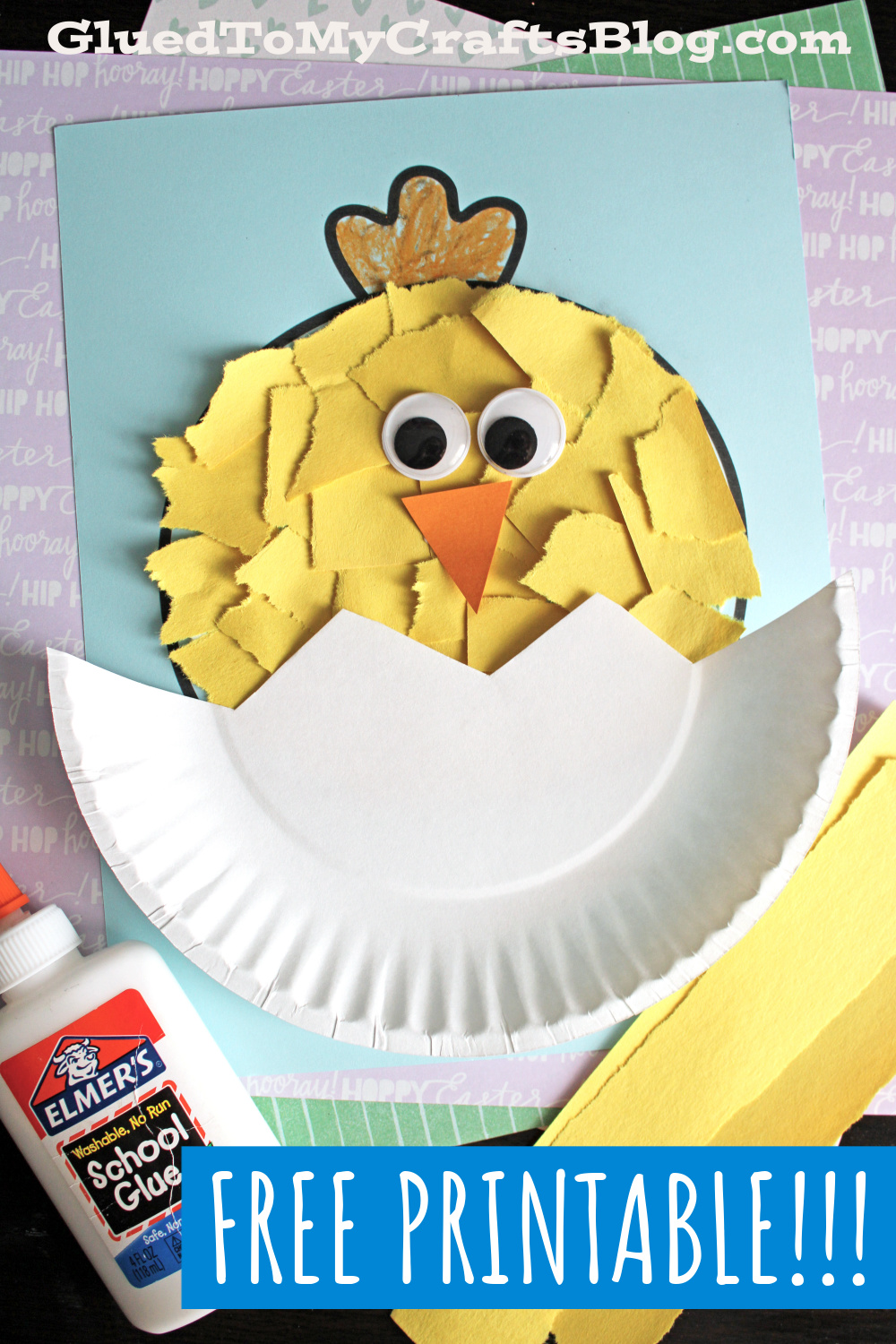 Torn Paper Easter Chick Craft Idea For Spring - Glued To My Crafts