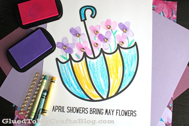 Fingerprint Flowers in an Umbrella – Perfect Spring Craft