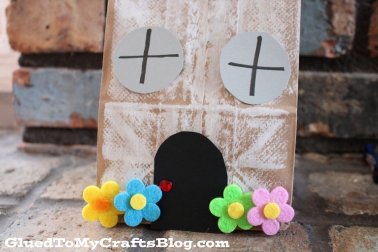 Paper Bag Mushroom House Craft for Kids