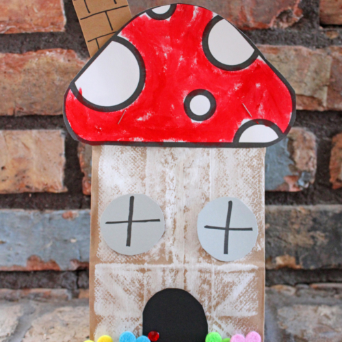 Paper Bag Mushroom House Craft for Kids
