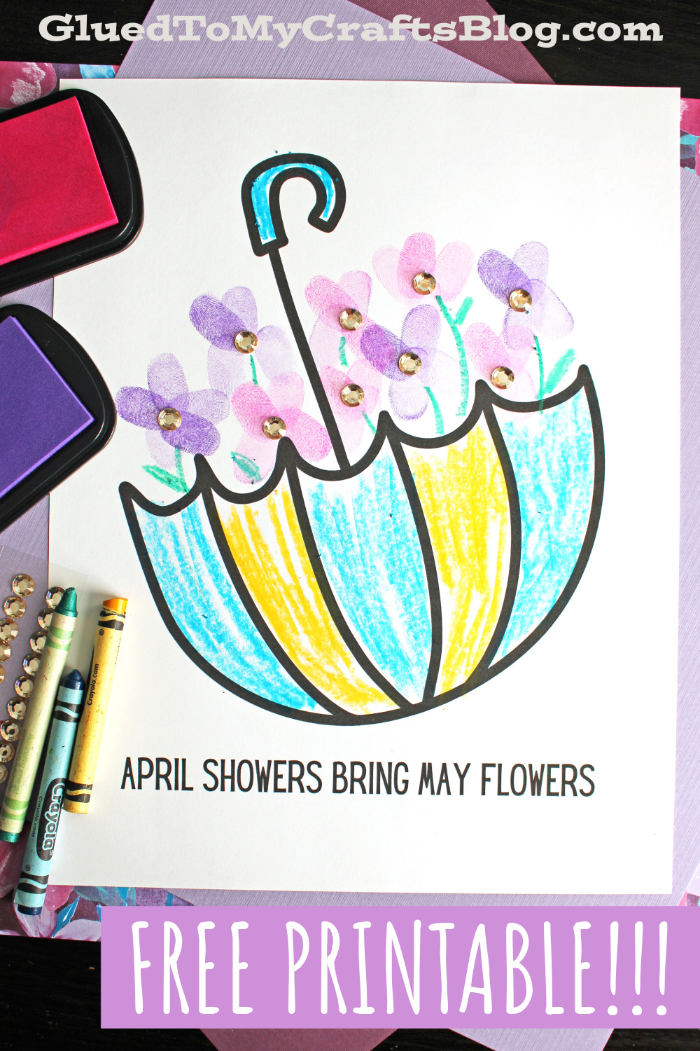 Fingerprint Flowers in an Umbrella – Perfect Spring Craft