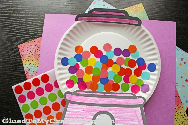 Paper Plate Gumball Machine Craft