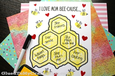 I Love Mom BEE-Cause Craft w/Thumbprint Bees