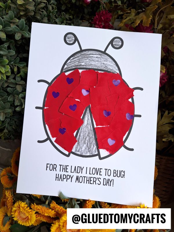 Torn Paper Ladybug Craft for Mother’s Day