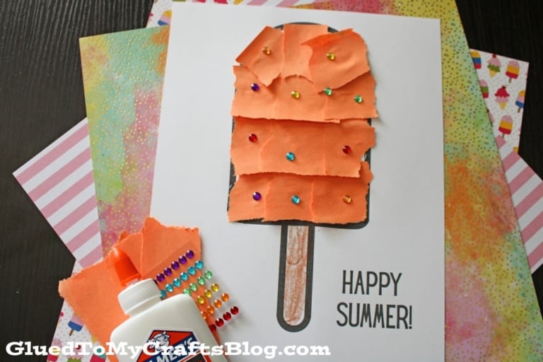 Torn Paper Summer Popsicle Craft Idea For Kids