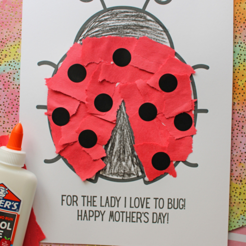 Torn Paper Ladybug Craft for Mother’s Day