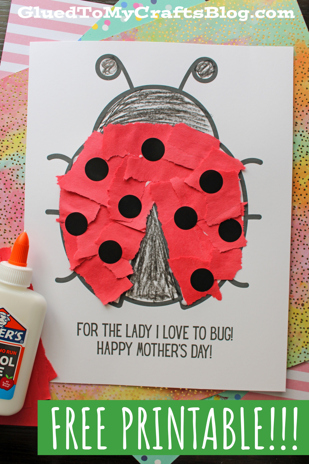 Torn Paper Ladybug Craft for Mother’s Day - Glued To My Crafts