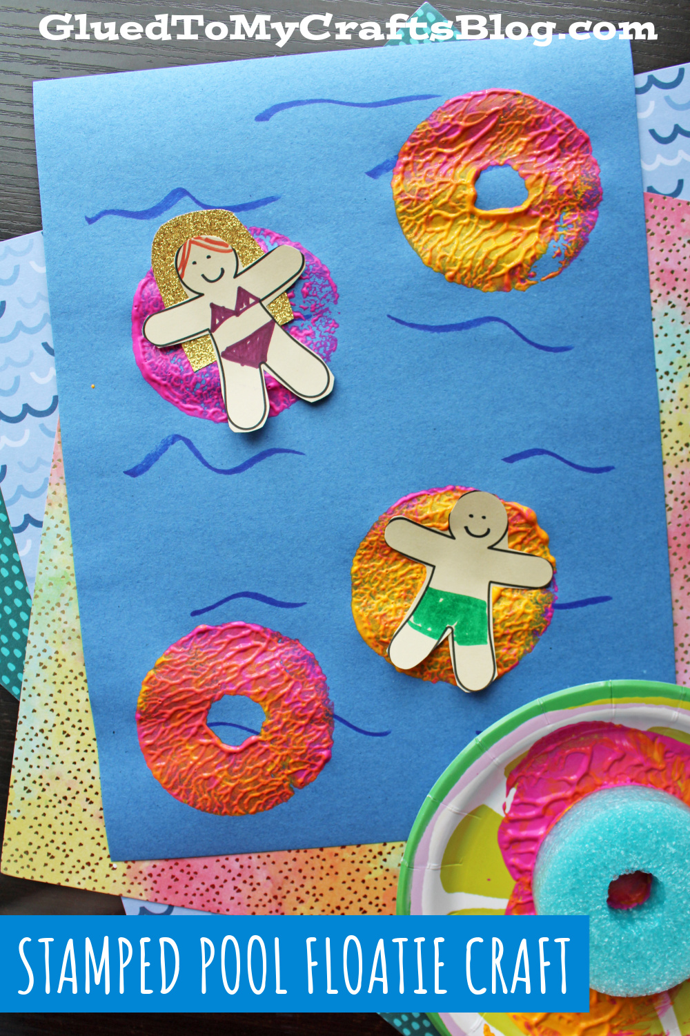 Pool Noodle Stamped Inflatable Raft Craft - Glued To My Crafts