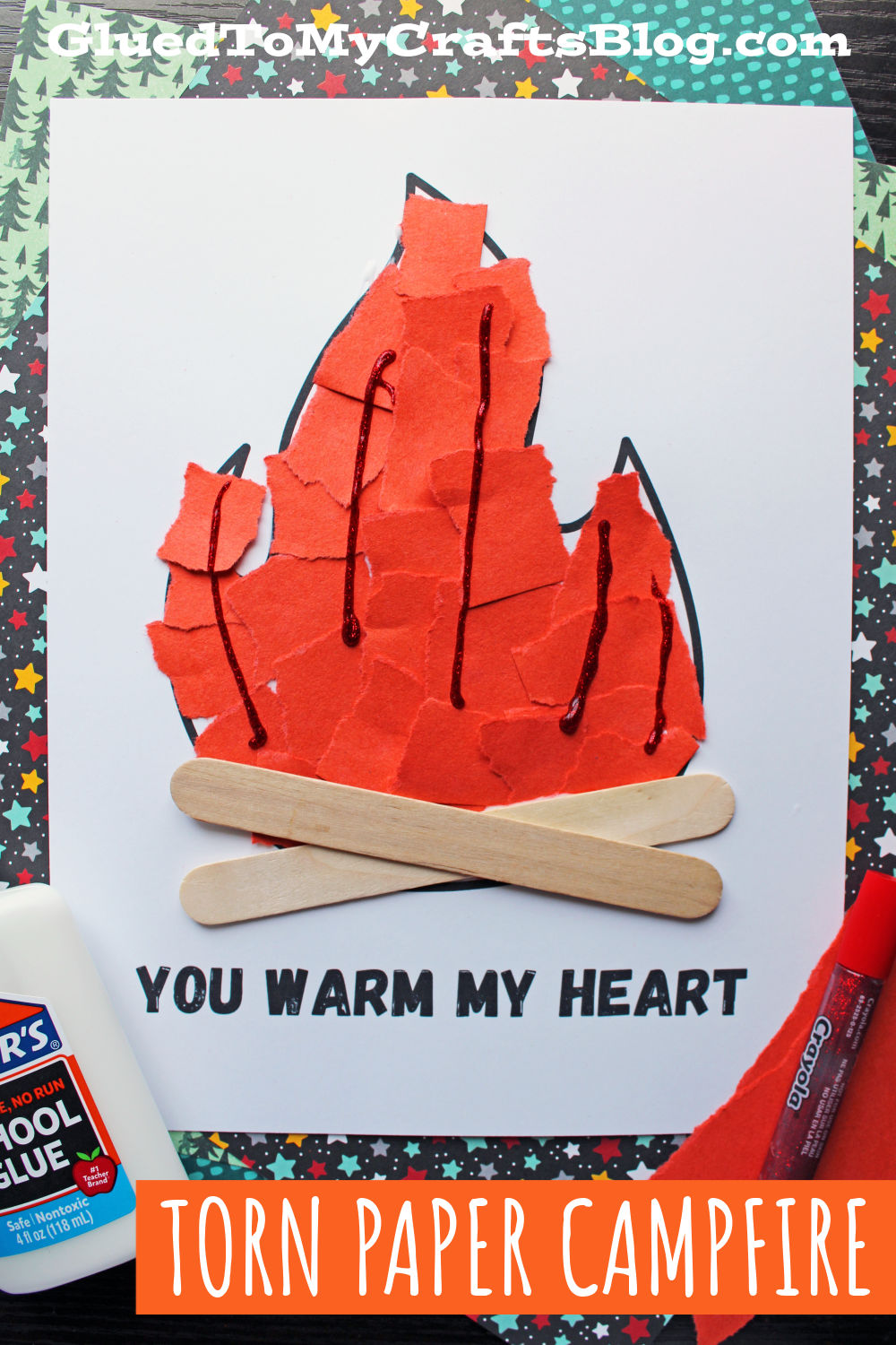 Torn Paper Campfire Craft Idea