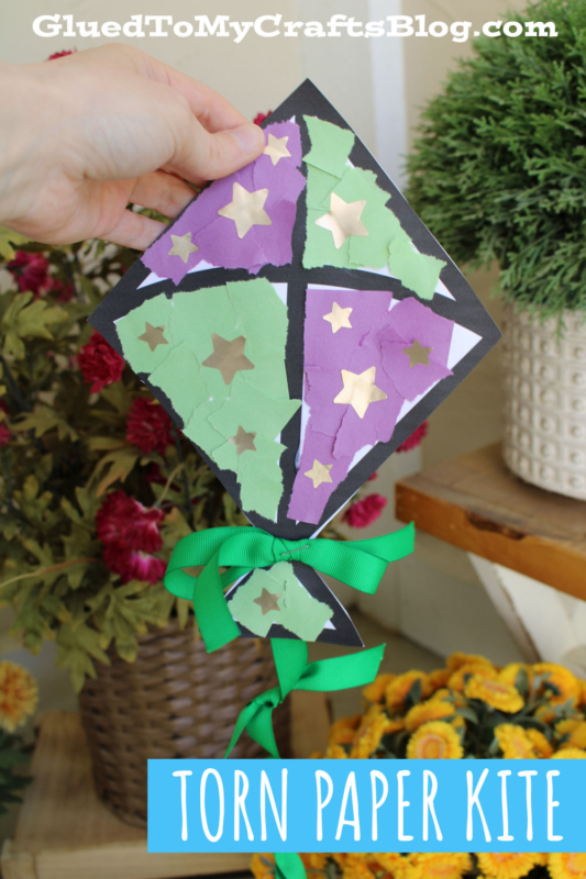 Torn Paper Kite Craft Idea For Kids