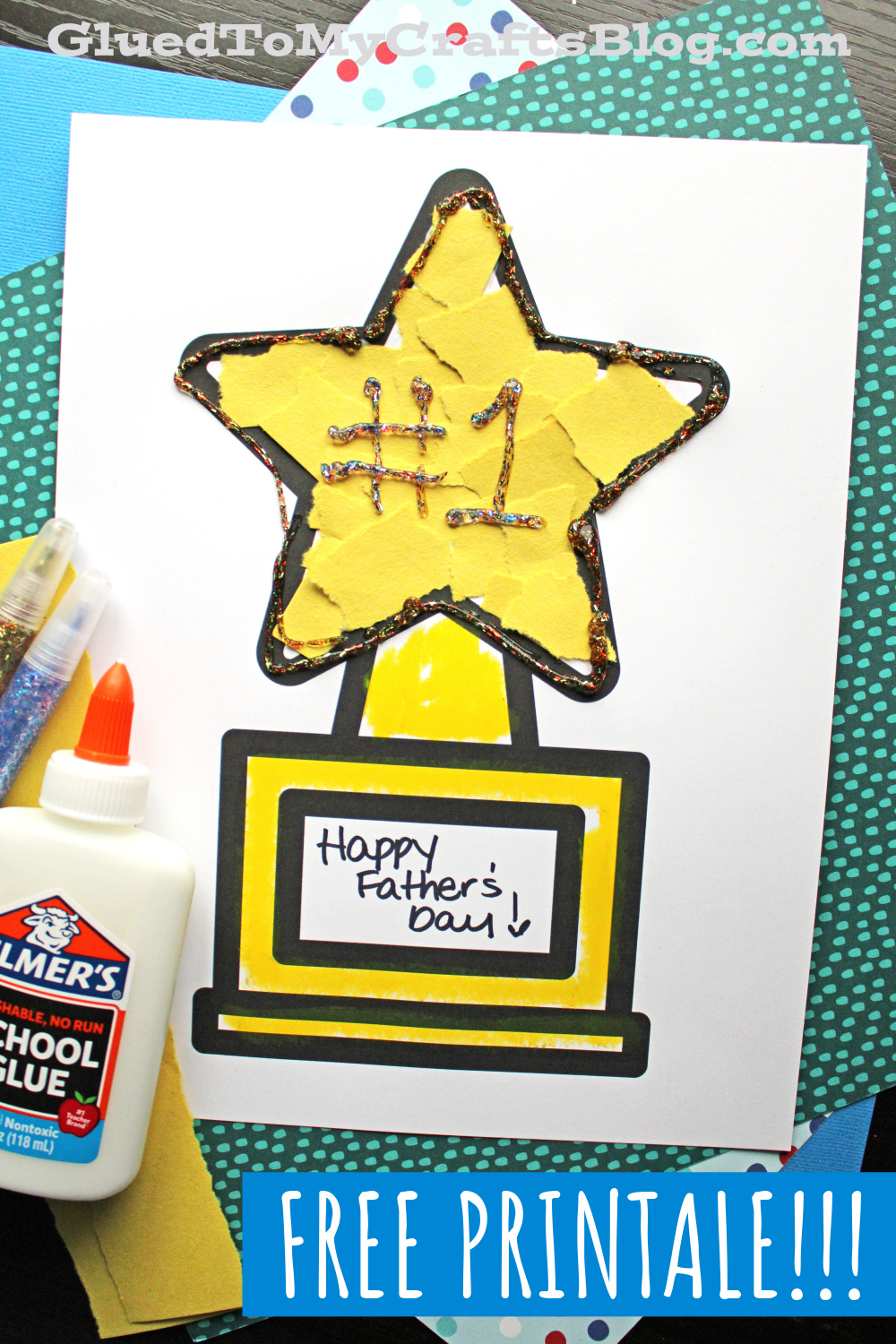 Torn Paper Trophy Card For Father’s Day