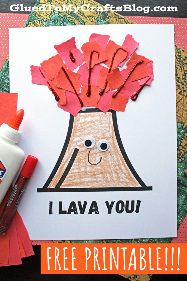 Torn Paper Volcano Craft Idea for Father’s Day