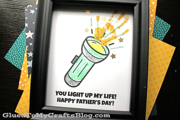 Handprint Flashlight Craft For Father's Day - Glued To My Crafts