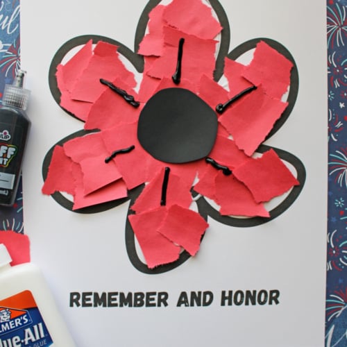 Torn Paper Poppy Flower Craft For Kids