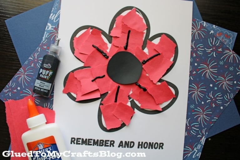 Torn Paper Poppy Flower Craft For Kids
